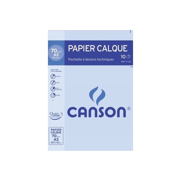 Cubrir el 10 hojas Canson papel de calcar - satinado - 70 g - A3