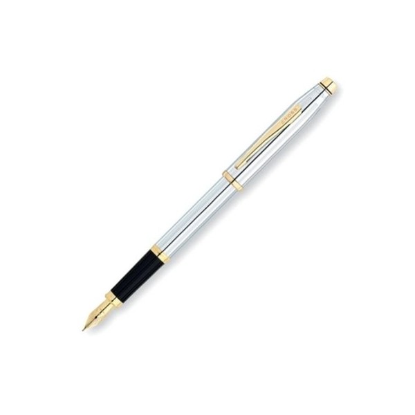 Cross Stylo Plume Century Ii Médalist Chrome, Accesoires Plaqué Or 3309Mf