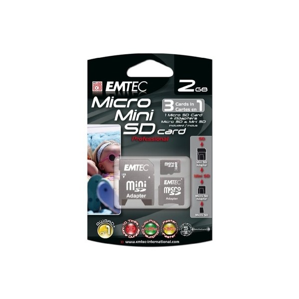 EMTEC Magnetics Group Micro-SD CARD 2 GB EMTEC 3in1 (3126170066954 ...